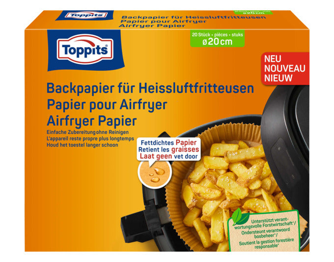 Toppits Backpapier Für Heissluftfritteusen Weiss/pastell