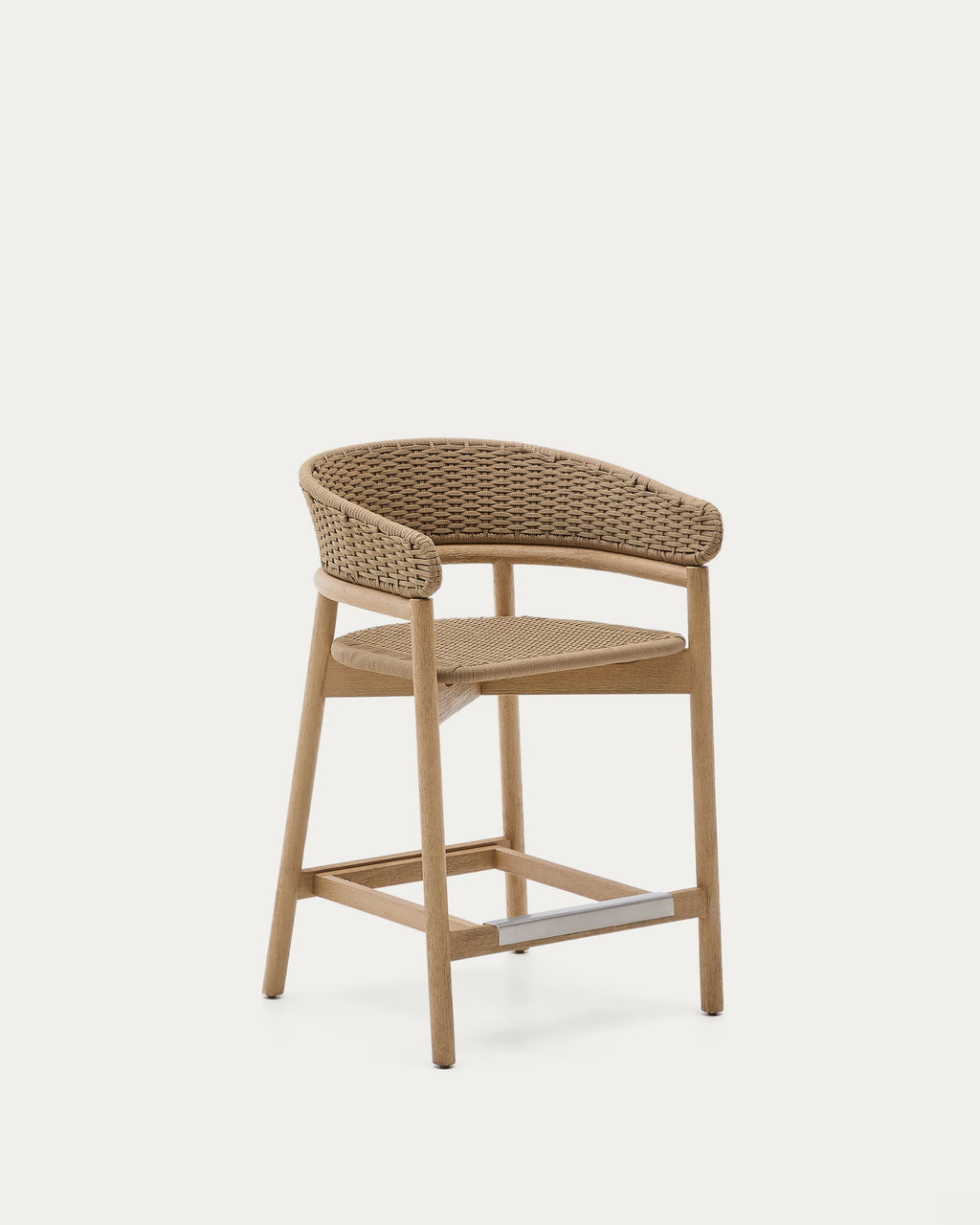 Kave Home Hocker Arinella aus Akazienholz mit beigem Seil