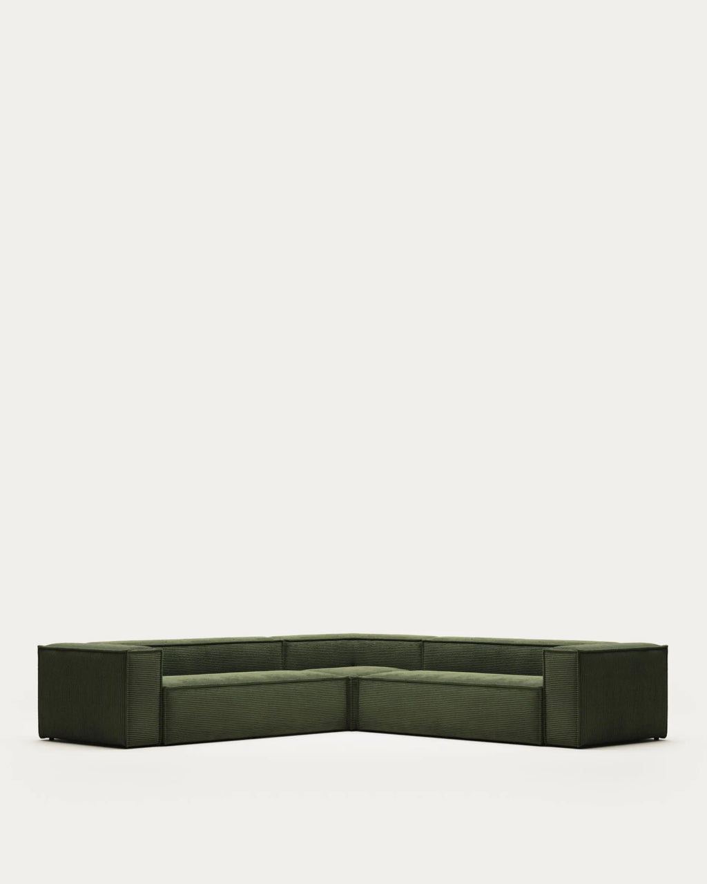 Blok 6-Seater Corner Sofa Green - Cord, 320x320 cm, sustainable | Kave Home